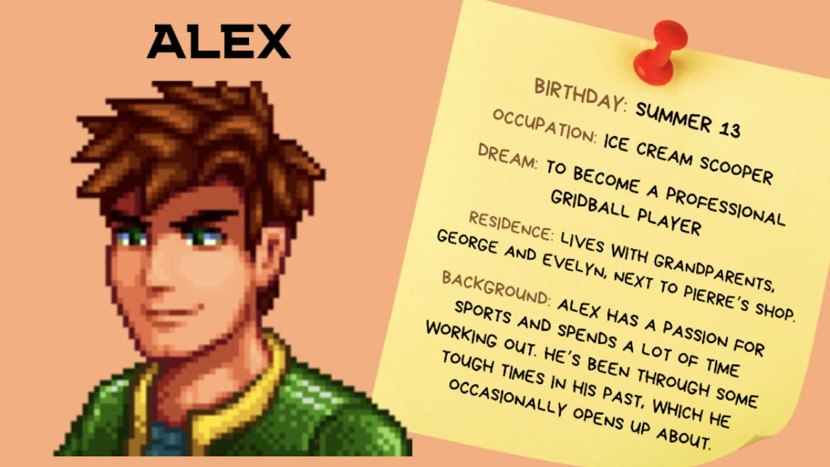 Alex from Stardew Valley: Schedule, Gifts, Heart Events and FAQs